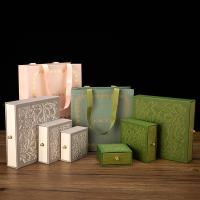China Vintage Textured Jewelry Box Set Premium Embossed Metal Drawer Hinged Cases Luxury Ring Earring for sale