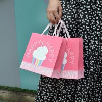 China Pink Cute Cartoon Ice Cream English Letters Baking Packaging Bag Paper Hand-Held Packaging Bag for sale