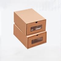 China Premium Kraft Drawer Shoe Boxes Thickened Storage with Clear PVC Window Heavy Duty for Sneakers Boots for sale