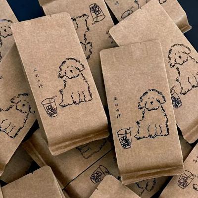 China Hand Drawn Dog Pattern Tea Pouches Eco Friendly Kraft Bags Support Customized for sale