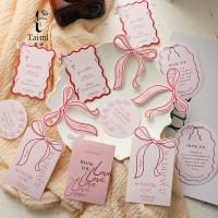 China Romantic Love Cards Set Pastel Pink Ribbon Gift Tags Wedding Flower Bouquet Decor for sale