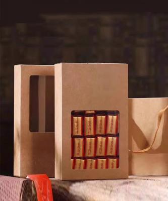 China Simple Window Opened Kraft Paper Gift Boxes For Tea Packaging Key Boxes Custom Paper Boxes for sale