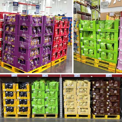 China Custom Tearable Paper Display Box Supermarket Food Shelf Transport Box Paper Display Box for sale