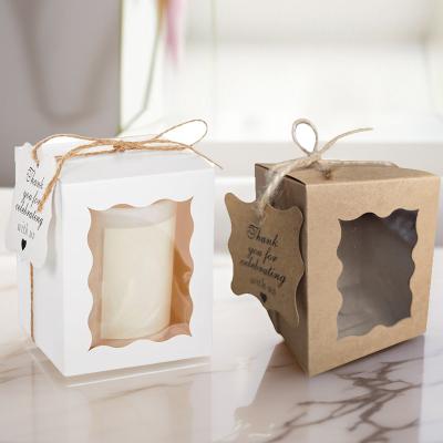 China Kraft Paper Candle Boxes With Window Baby Shower Party Favor Packaging for sale