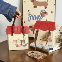 China Adorable Dog Themed House Gift Boxes Packaging Ribbon Handles For Cookies Cakes Snowflake Crisps for sale