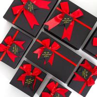 China Black Gift Box With Lid For Gift Packaging Valentine'S Day Birthday Gift Box for sale