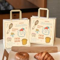 China Kraft Carry Bags Custom Printed Bakery Packaging With Vintage Dessert Illustrations for sale