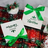 China Christmas Gift Boxes With Green Ribbon Party Favors New Year Candy Containers for sale