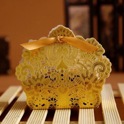 China Floral Lace Wedding Favor Box Set Premium Laser Cut Candy Boxes Romantic Hollow Out Design for sale