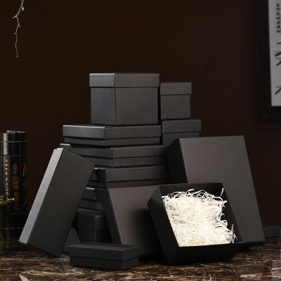 China Luxury Gift Box Set Premium Black Kraft Packaging Scarf Belt Cosmetic Boxes for sale