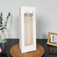 China Window Gift Bags Premium Multi Color Display Packaging Rope Handle Wine Flower Bags for sale