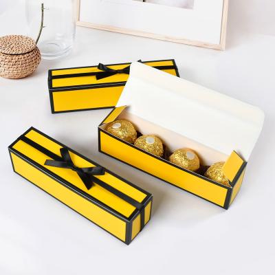 China Valentine's Day Long Strip Bow Paper Boxes Korean Style Foldable Chocolate Gift Boxes for sale