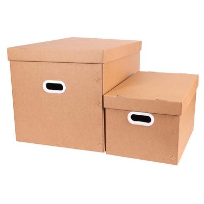 China Heavy Duty Moving Kit Extra Thick Kraft Storage Boxes With Lids Built In Handles For Easy Transport for sale