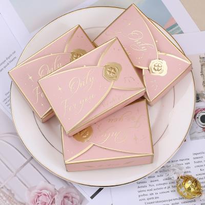 China Wedding Favor Box Set Premium Pink Gold Korean Style Packaging Romantic Keepsake Boxes for sale