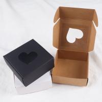 China Heart Window Kraft Mailer Box Set Natural Black White Food Safe Packaging Picnic Ready Cake Pastry Boxes for sale