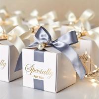 China Folding Gift Boxes With Ribbon Custom Logo Printed White Cardboard Boxes For Gift for sale