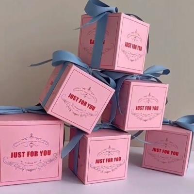 China Grand Budapest Hotel Pink Favor Boxes Wedding Candy Packaging Vintage Inspired Design for sale