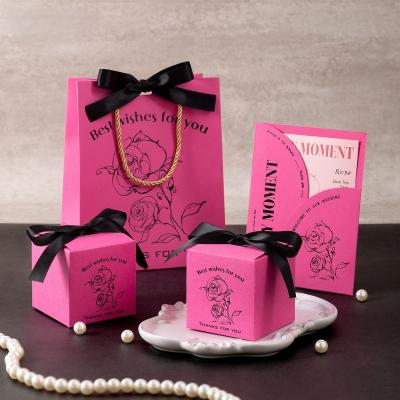 China Rose Elegance Wedding Collection Premium Chinese Style Candy Box Invitation Set for sale
