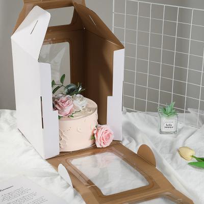 China Clear View Muffin Box Premium White Cake Packaging Windowed Carry Case Bakery Patisserie Ready for sale