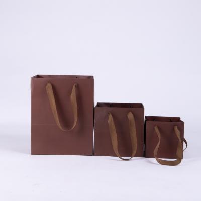 China Square Brown Gift Packaging Paper Bag Biscuit Bread Tote Packaging Bag Shopping Handbag for sale