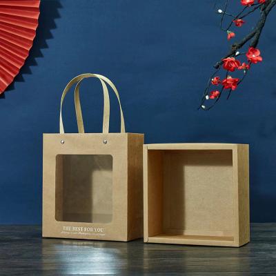 China Kraft Paper Window Cut Tote Bags Customizable Gift Bags for Birthdays Valentine's Day for sale
