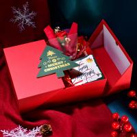 China Double Opening Christmas Gift Box Premium Empty Packaging For Cosmetics Lipsticks Elegant Holiday Design for sale