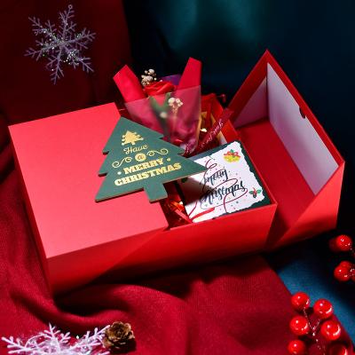 China Double Opening Christmas Gift Box Premium Empty Packaging For Cosmetics Lipsticks Elegant Holiday Design for sale