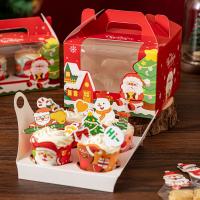 China Christmas Cupcake Box With Clear Window Santa Theme Portable Dessert Carrier 4 6 Capacity Holiday Baking Packaging for sale