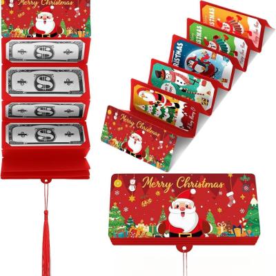 China Santa Money Holder With 10 Slots Christmas Dollar Bill Gift Card Organizer Festive Red Tassel Decor For Parties for sale