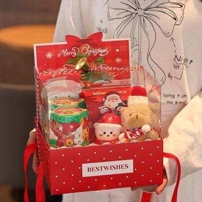 China Christmas Gift Box With Clear Lid Portable Treat Box For Apples Cookies Candies Festive Party Favor Packaging for sale