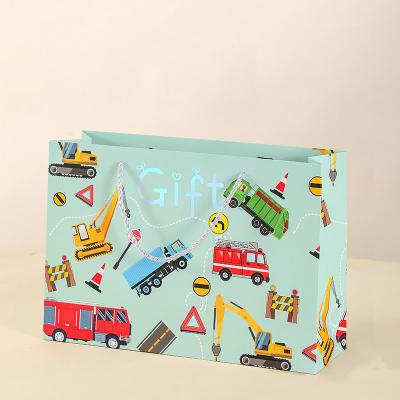 China Cartoon Gift Paper Bags Custom Logo With Hot Stamping Silver Foil Printing for sale