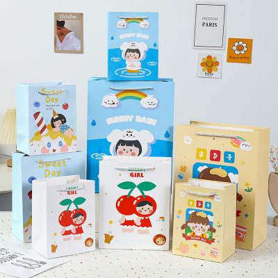 China Cartoon Thickened White Card Gift Bag Cute Gift Wrapping Paper Bag Souvenir Handbag for sale