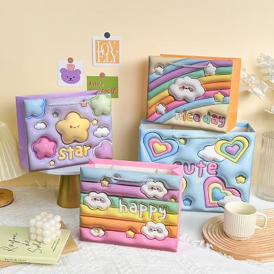 China Creative Cartoon 3D Embossed Gift Bag Shopping Paper Bag Gift Packaging Handbag for sale