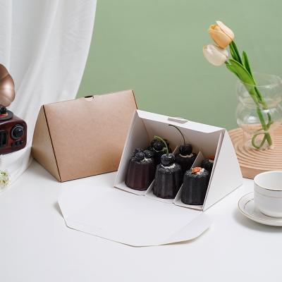 China Triangle Kraft Cake Box Set Premium Brown White Food Packaging Eco Friendly Takeout Boxes for sale