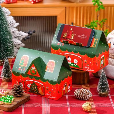 China 3D Christmas House Apple Box Set Festive Themed Gift Packaging Snack Cookie Present Boxes for sale