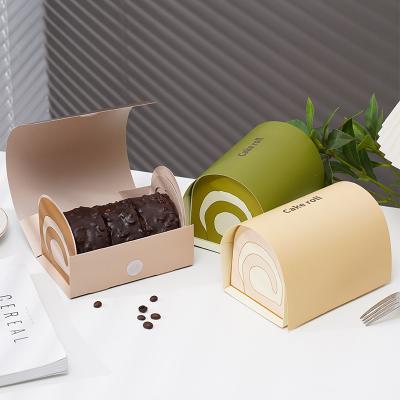 China Arch Cake Roll Box Customizable Swiss Roll Packaging Logo Printing Ready Mousse Dessert Display Boxes for sale