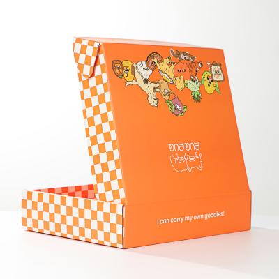 China Cartoon Themed Snack Storage Box Vibrant Orange Foldable Packaging with Custom Print for sale