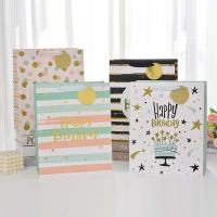 China New Design Birthday Gift Bag Packaging English Paper Bag Hot Stamping White Card Handbag for sale