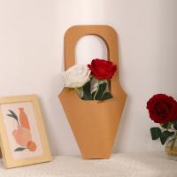 China Handmade Flower Gift Bag Set Natural Kraft Paper Bouquet Packaging Simple Tote Design for sale