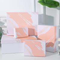 China Pink And White Artistic Brushstroke Printing Series Gift Box Custom Top And Bottom Cover Packaging Box for sale