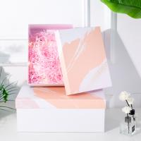 China Pink And White Artistic Brushstroke Printing Series Gift Box Custom Top And Bottom Cover Packaging Box for sale