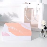 China Pink And White Artistic Brushstroke Printing Series Gift Box Custom Top And Bottom Cover Packaging Box for sale