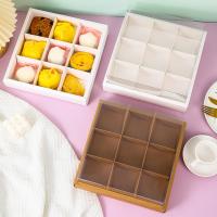 China 9 Cell Clear Top Dessert Box Premium Pastry Packaging Tall Transparent PET Lid Partitioned Protection Bakery Gift Ready for sale