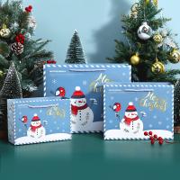 China Merry Christmas Cartoon Gift Bag Collection Snowman Reindeer Themed Packaging Gold Foil Stamping Christmas Tree Decoration Included for sale