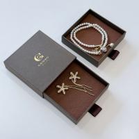 China Valentine's Day High End Luxurious Brown Gold Foil Pull Out Jewelry Gift Box For Necklaces, Bracelets & Earrings for sale