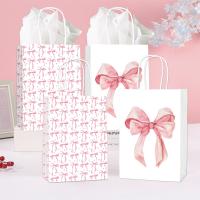 China Pink Bow Tie Gift Bag Birthday Wedding Christmas Gift Packaging Handbag Paper Bag for sale