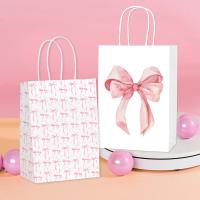 China Pink Bow Tie Gift Bag Birthday Wedding Christmas Gift Packaging Handbag Paper Bag for sale