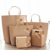 China Vintage Kraft Gift Bag Set Retro Brown Paper Tote With Sunflower Decor Eco Friendly Party Favors Packaging for sale