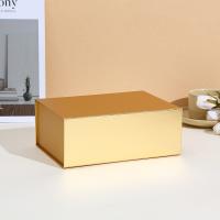 China Premium Magnetic Gift Box Set Gold Luxury Packaging One Piece Foldable Design Rigid Paperboard Cosmetic Jewelry Box for sale