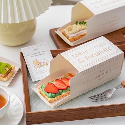 China Gold Foil Dessert Box Set Premium French Tart Mousse Packaging Gift Card Included for sale